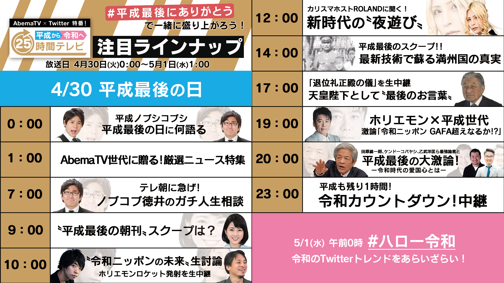 平成から令和へ！ AbemaTV×Twitter特番、新元号カウントダウン25時間生放送決定 | ガールズちゃんねる - Girls Channel